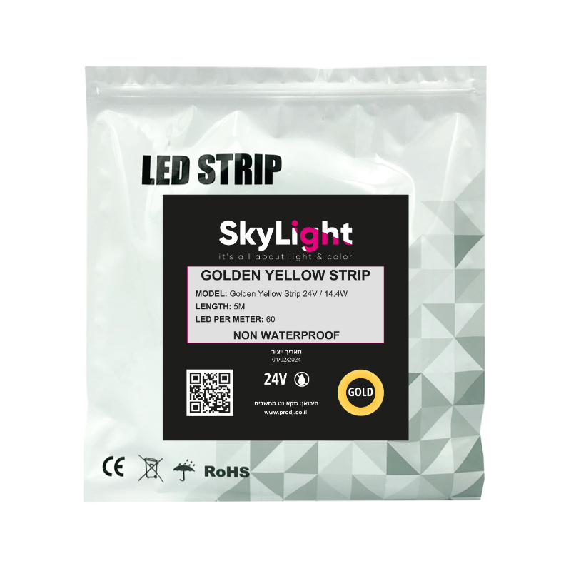 פס לדים צהוב מוזהב - GOLDEN YELLOW STRIP IP20 | PRODJ